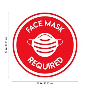 Vinyl Wall Decal Sign with Social Distancing Warning Sticker for Business Offices Stores Storefront Customers 17" x 17" (Red, Face Mask)