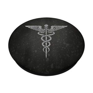 Black Medical Caduceus Symbol - RN Nurse Healthcare PopSockets PopGrip: Swappable Grip for Phones & Tablets