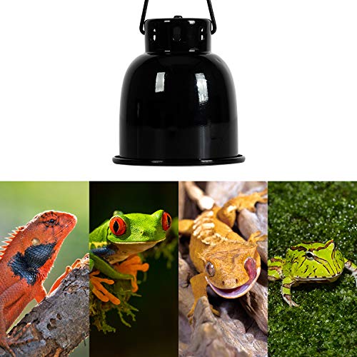 OIIBO Reptile Light Kit, Mini Deep Dome Lamp Fixture & 25W Heat Emitter, Optical Reflection Cap Cover of 4” Bottom Bundle with Heat Lamp Emitter (Deep Dome+1PCS Heat emitter)