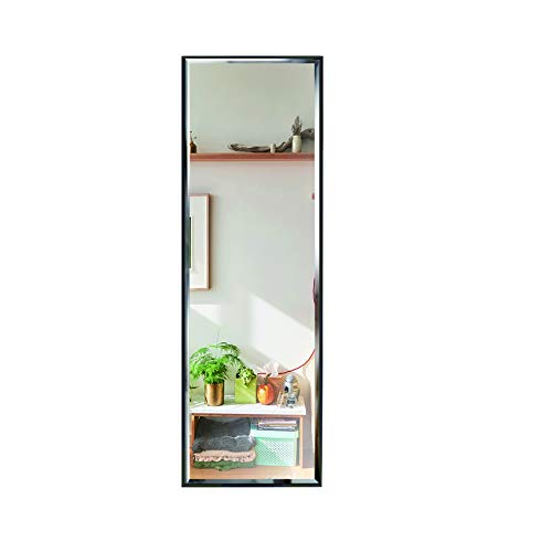 PETAFLOP 14x48 Inch Full Length Mirror Wall Mounted, Large Body Door Mirror with Rectangular Framed for Bedroom Bathroom Living Room Decor, Black