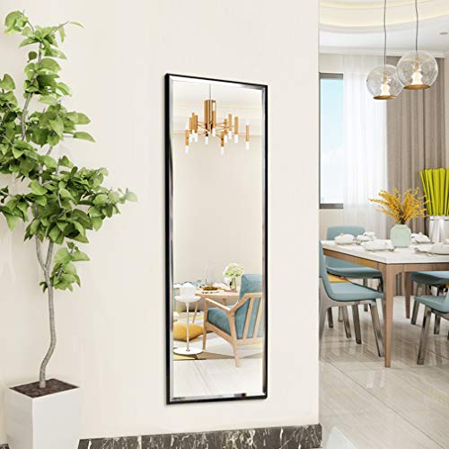 PETAFLOP 14x48 Inch Full Length Mirror Wall Mounted, Large Body Door Mirror with Rectangular Framed for Bedroom Bathroom Living Room Decor, Black