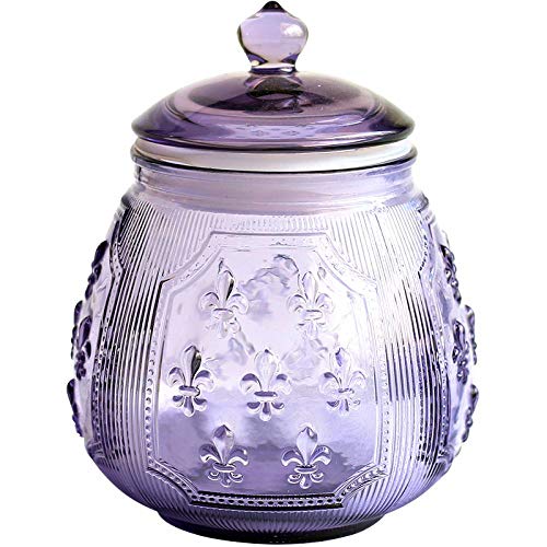 Vintage Relief Crystal Glass Candy Dish Snack Jar with Seal Lid,Wedding Candy Jar