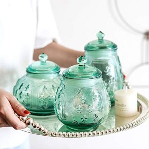 Vintage Relief Crystal Glass Candy Dish Snack Jar with Seal Lid,Wedding Candy Jar