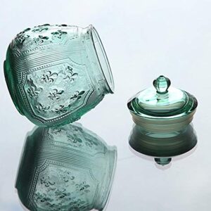 Vintage Relief Crystal Glass Candy Dish Snack Jar with Seal Lid,Wedding Candy Jar