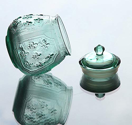 Vintage Relief Crystal Glass Candy Dish Snack Jar with Seal Lid,Wedding Candy Jar