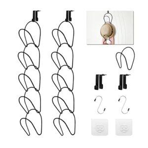 hat rack caps rack holder,10 rings hat organizer cap holder organizer (door hooks and sticky hooks include),door/wall/clothes rod hanger storage hat organizer for baseball, caps, towel (round, black)