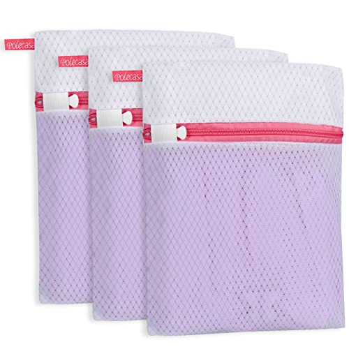 Polecasa 3 Pack Premium Diamond Mesh Laundry Bags for Delicates and Lingerie, Laundry Bag with Large Reinforced Zipper and Hanging Loop, 9 x 12 Inches (3 Small)