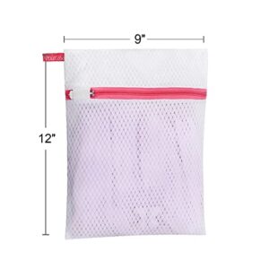 Polecasa 3 Pack Premium Diamond Mesh Laundry Bags for Delicates and Lingerie, Laundry Bag with Large Reinforced Zipper and Hanging Loop, 9 x 12 Inches (3 Small)