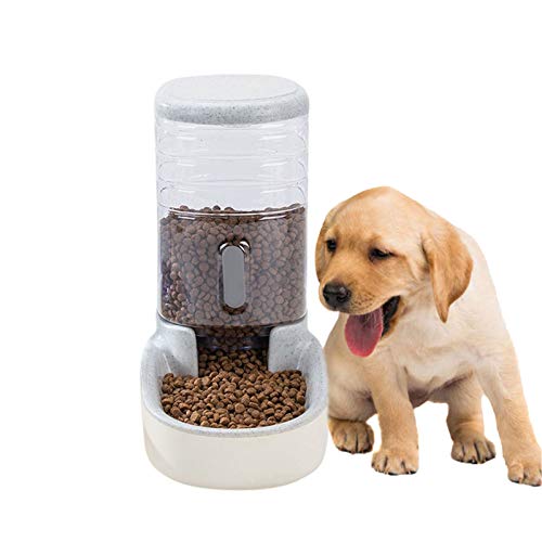 kathson Automatic Replenish Pet Food Feeding Dispenser Station,Easily Clean,Eating Bowl Storage Container Self Feeder Gravity for Dogs, Cats Small Pets Puppy Kitten Rabbit Bunny 1 Gallon