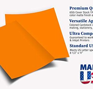 65lb Cover Cardstock Paper - 8.5 x 11 inch - 25 Sheets (Bright Orange)