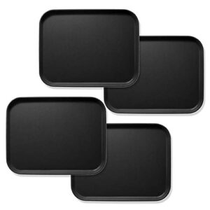 jubilee (set of 4) 14" x 18" rectangular restaurant serving trays, black - nsf certified non-slip food service tray