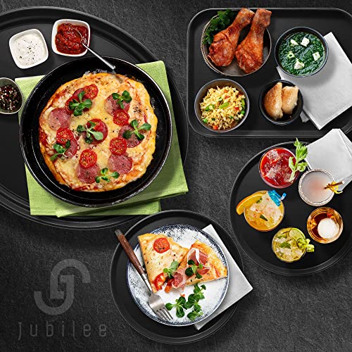 Jubilee (Set of 4) 14" x 18" Rectangular Restaurant Serving Trays, Black - NSF Certified Non-Slip Food Service Tray