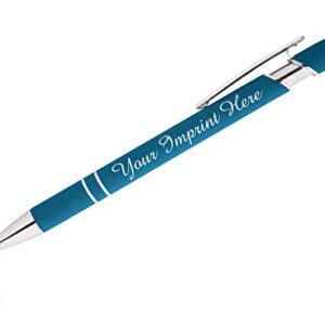 Express Pencils™ - Personalized Pens Gift Set - 2 Pack of Soft Touch Metal Pens w/gift box - Luxury Ballpoint Pen Custom Engraved with Name, Logo or Message | Perfect for Him or Her (Black - Lt Blue)