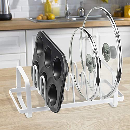 SANNO Pot Pan Lid Holders, Rack Organizer Pot lid Organizer Rack for Cabinet, Bakeware Rack,Kitchen Cookware Pantry Cabinet Storage Rack (pack of 2)