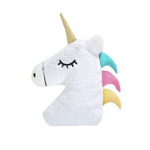 levtex home - chantal - decorative pillow (16in. h) - unicorn shape - white, yellow, blue, fuschia, black and gold