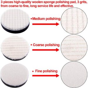 SIQUK 33 Pieces Car Polishing Pad Kit 3 Inch Buffing Pads Foam Polish Pads Polisher Attachment for Drill