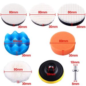 SIQUK 33 Pieces Car Polishing Pad Kit 3 Inch Buffing Pads Foam Polish Pads Polisher Attachment for Drill