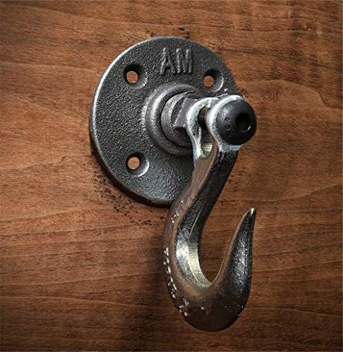 MOOD.SC Towel and Robe Hook Set by Pipe Decor, Heavy Duty DIY Style, Rustic and Chic Industrial Iron Pipe Electroplated Black Finish (1, Heavy Single Hook)