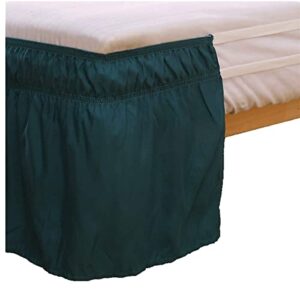 xuan dian twin/full wrap around bed skirts, 14 inch drop ruffled bed skirt with adjustable elastic belt, easy fit wrinkle & fade resistant silky fabric, dark green