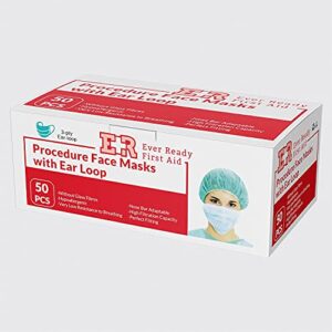 Ever Ready First Aid 3-ply Disposable face Masks, Ear Loop Breathable Particle Mask, General Use – 50 Count