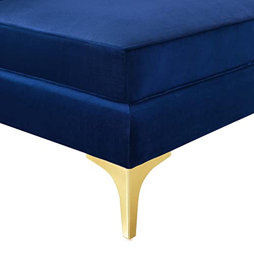 Modway Triumph Channel Tufted Performance Velvet Sectional Sofa Corner Chair, Navy, 31.5 x 31.5 x 30.5