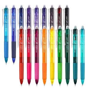 vanstek 18 colors retractable erasable gel pens clicker, fine point(0.7), make mistakes disappear, premium comfort grip for drawing writing planner and crossword puzzles