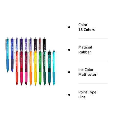 Vanstek 18 Colors Retractable Erasable Gel Pens Clicker, Fine Point(0.7), Make Mistakes Disappear, Premium Comfort Grip for Drawing Writing Planner and Crossword Puzzles