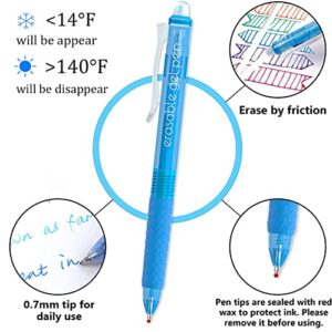 Vanstek 18 Colors Retractable Erasable Gel Pens Clicker, Fine Point(0.7), Make Mistakes Disappear, Premium Comfort Grip for Drawing Writing Planner and Crossword Puzzles