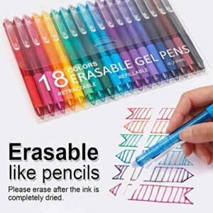 Vanstek 18 Colors Retractable Erasable Gel Pens Clicker, Fine Point(0.7), Make Mistakes Disappear, Premium Comfort Grip for Drawing Writing Planner and Crossword Puzzles