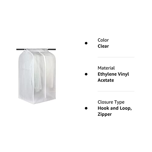 Hanging Garment Bags for Closet Storage Large Hanging Garment Clothes Cover Clothing Storage Bag with Magic Tape and Zipper Translucent Closet Clothes Protector for Suit Coat 21.6 x 19.7 x 35.4 inch