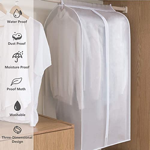 Hanging Garment Bags for Closet Storage Large Hanging Garment Clothes Cover Clothing Storage Bag with Magic Tape and Zipper Translucent Closet Clothes Protector for Suit Coat 21.6 x 19.7 x 35.4 inch