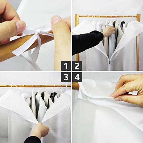 Hanging Garment Bags for Closet Storage Large Hanging Garment Clothes Cover Clothing Storage Bag with Magic Tape and Zipper Translucent Closet Clothes Protector for Suit Coat 21.6 x 19.7 x 35.4 inch