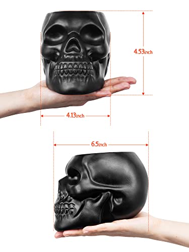 Dashamce Skull Planter Dish Large Flower Pot Container Box Halloween Skull Candy Bowl Desk Decoration