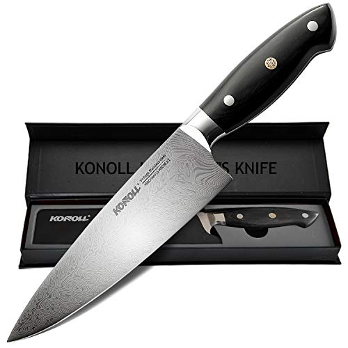 KONOLL Chef Knife Professional 8" Kitchen Knife German HC Stainless Steel Meat Vegetables Knives with Gift Box