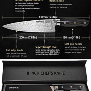 KONOLL Chef Knife Professional 8" Kitchen Knife German HC Stainless Steel Meat Vegetables Knives with Gift Box