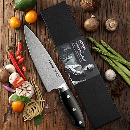 KONOLL Chef Knife Professional 8" Kitchen Knife German HC Stainless Steel Meat Vegetables Knives with Gift Box