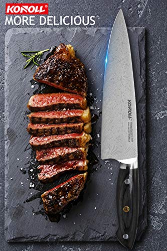 KONOLL Chef Knife Professional 8" Kitchen Knife German HC Stainless Steel Meat Vegetables Knives with Gift Box