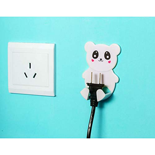 YARNOW Hook 4pcs Cartoon Animal Shaped Wall Hanging Rack Paste Type Power Plug Hook Household Plug Holder Storage Rack (One for Each Style) As Shown