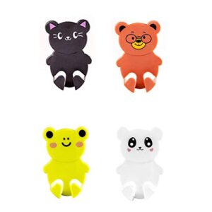 YARNOW Hook 4pcs Cartoon Animal Shaped Wall Hanging Rack Paste Type Power Plug Hook Household Plug Holder Storage Rack (One for Each Style) As Shown