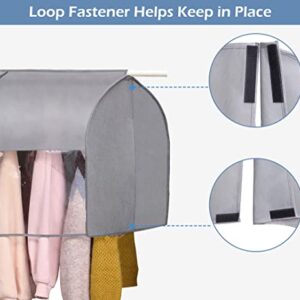 SLEEPING LAMB Expandable Hanging Closet Cover Shoulder Dust Cover Clothes Protector for Coats Suits Dresses, Grey