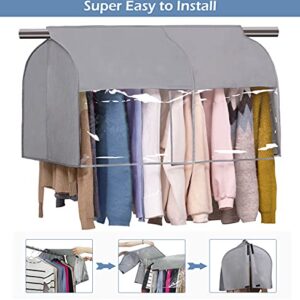 SLEEPING LAMB Expandable Hanging Closet Cover Shoulder Dust Cover Clothes Protector for Coats Suits Dresses, Grey