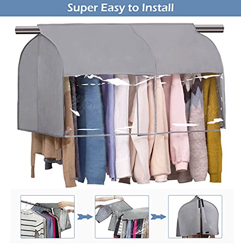 SLEEPING LAMB Expandable Hanging Closet Cover Shoulder Dust Cover Clothes Protector for Coats Suits Dresses, Grey