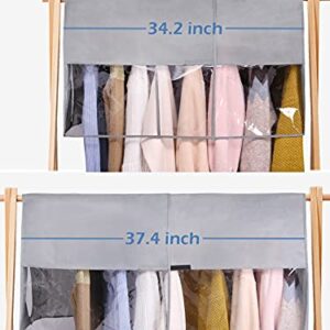 SLEEPING LAMB Expandable Hanging Closet Cover Shoulder Dust Cover Clothes Protector for Coats Suits Dresses, Grey