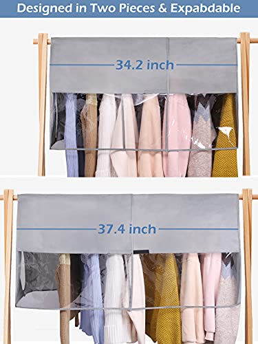 SLEEPING LAMB Expandable Hanging Closet Cover Shoulder Dust Cover Clothes Protector for Coats Suits Dresses, Grey