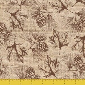 Stitch & Sparkle Paul Brent Lodge Farm Collection, Pine Leaves, 44 Inches