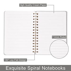 Oneirom Spiral Notebook Gray-6.10" x 8.19" College Ruled Journal with Inner Pockets and 160 Pages,PU Leather Cover Business Journal, Twin-Wire Binding Notebook Perfect for Office & Home School Supplies