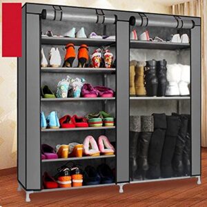 27-Pairs Portable Shoe Rack Double Row 9 Lattices Shoe Storage Organizer Cabinet Tower with Dustproof Cover (grey)