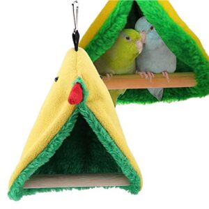 Tnfeeon Pet Bird Plush Hammock, Pet Bird Parrot Triangle Plush Hammock Tent Bed Hanging Cave Standing Toy