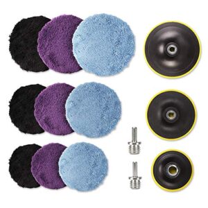 microfiber polishing pads, spta 14pcs 3" 5" 6" microfiber buffing pad kits removing wax buffer pads microfiber cutting disc micro fiber for da/ro car polisher polishing,buffing,waxing and cleaning