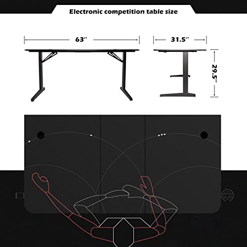 TOPSKY Gaming Desk Large Surface 63’’x31.5’’ with Cup Holder, Headphone Hook and Cable Management (Black)